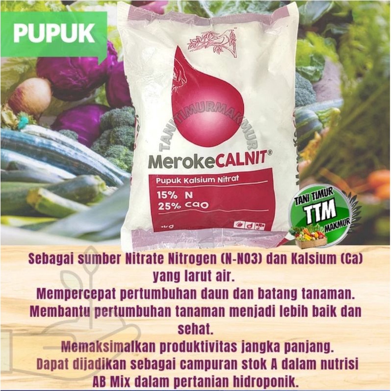 Jual MEROKE CALNIT 1 KG PUPUK KALSIUM NITRAT ANTI RONTOK | Shopee Indonesia