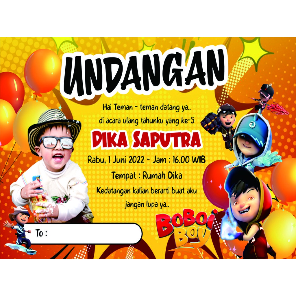 Jual Kartu Undangan Ultah Anak Custom Free Plastik, Kartu Undangan Ulang Tahun Anak Custom Free ...