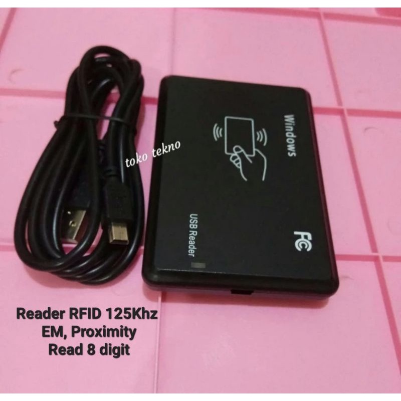 Jual Reader RFID 125 khz 8 Digit EM Proximity ID USB + Kabel di baca 8 ...