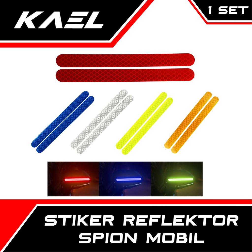 Jual Stiker Reflektor Spion Mobil 1 Set Warna Merah-Biru-Putih-Kuning ...