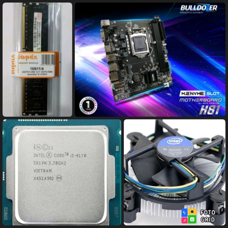 Jual Paket Motherboard H81 RAM DDR3 4GB Processor Intel Core i3 LGA ...