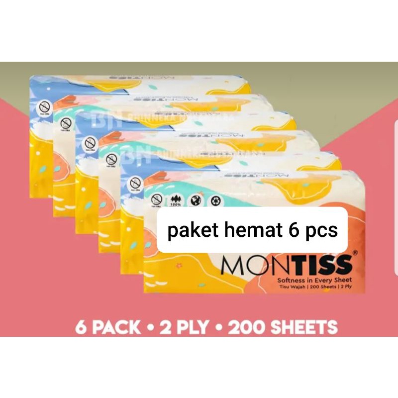 Jual PAKET HEMAT Tisu montiss 200 lembar isi 6 pcs | Shopee Indonesia