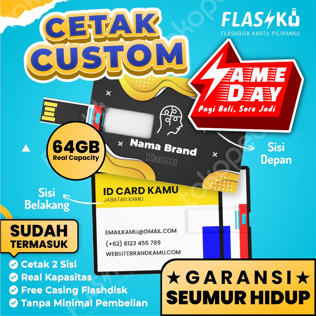 Jual Flashdisk Kartu Custom 64GB - Cetak FD Kartu Custom - Flashdisk ID ...