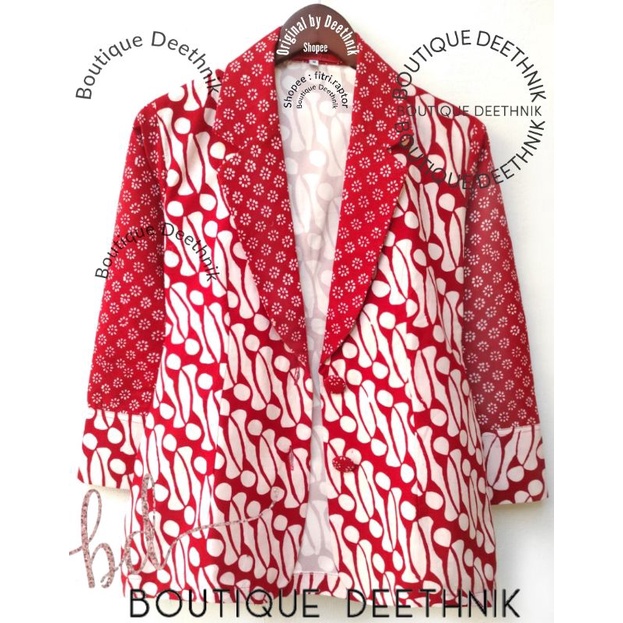 Jual DEETHNIK - Baju batik model blazer warna merah putih batik merah ...
