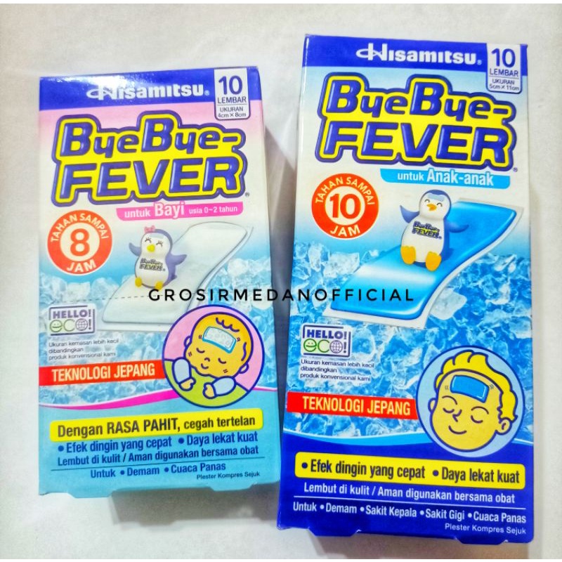 Jual Bye Bye Fever Plester Kompres Demam Anak//Bayi//Dewasa Perbox/Isi ...
