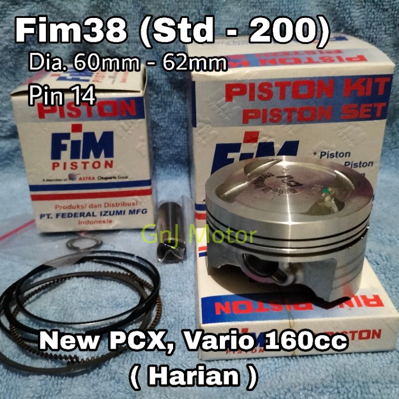 Jual Piston kit FIM Honda New PCX, Vario 160cc Pin 14 DM 60 | 60.5 | 61 ...