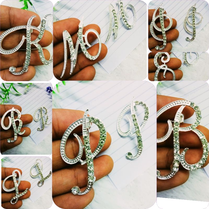 Jual Bros inisial huruf/Bros nama/Bros huruf silver/Bros huruf Harga ...
