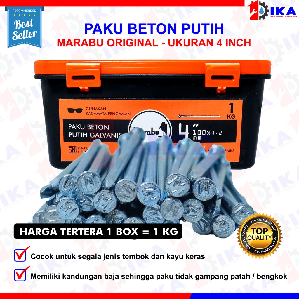 Jual PAKU BETON MARABU PUTIH 3cm,4cm,5cm,7cm,10cm, jual perkotak (1kg) Paku beton Marabu putih ...