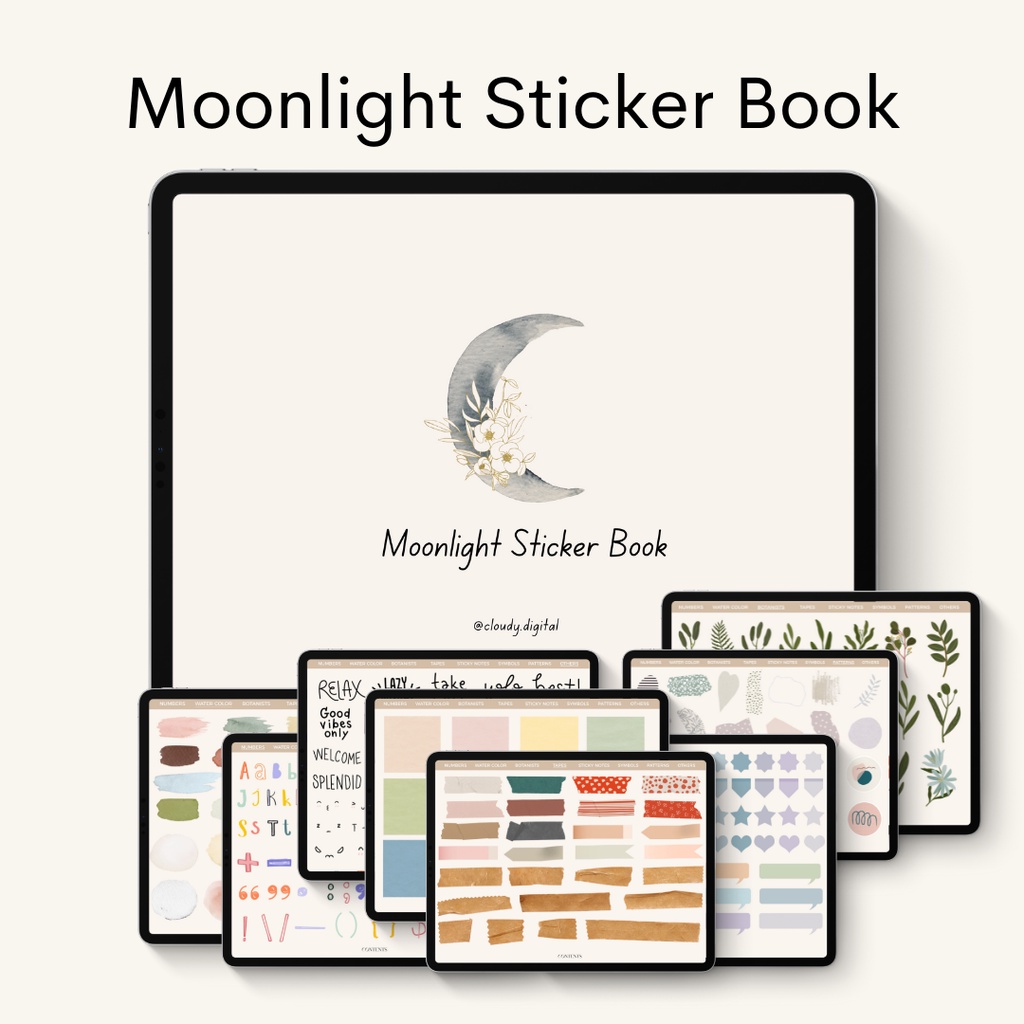 Jual Sticker Book Digital Aesthetic Colorful --- Moonlight Sticker Book ...
