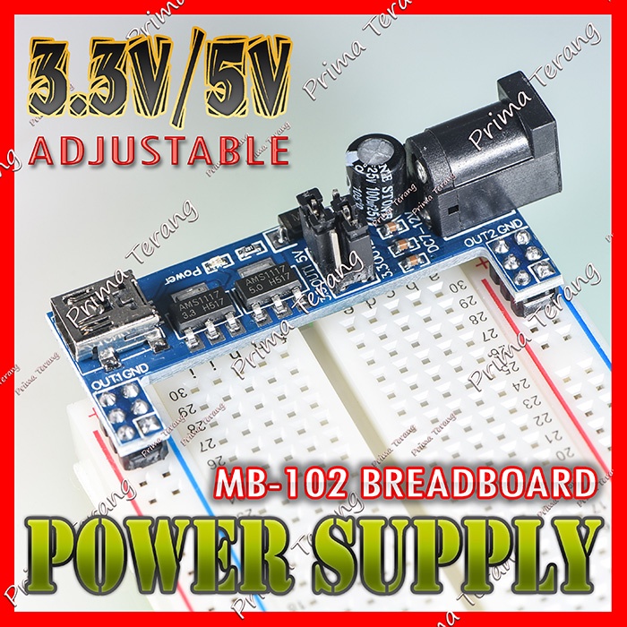 Jual Breadboard MB-102 Power Supply 3.3V / 5V Adjustable Bread Board MB102 Biru | Shopee Indonesia