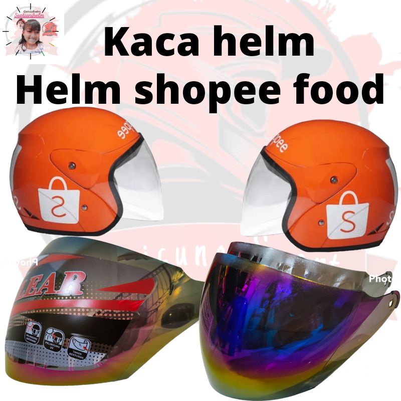 Jual KACA helm shopee food half face pelangi silver smoke bening visor ...