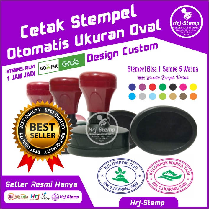 Jual Cetak Stempel Otomatis Ukuran Oval | Stempel Warna Flash Design Custom | Shopee Indonesia