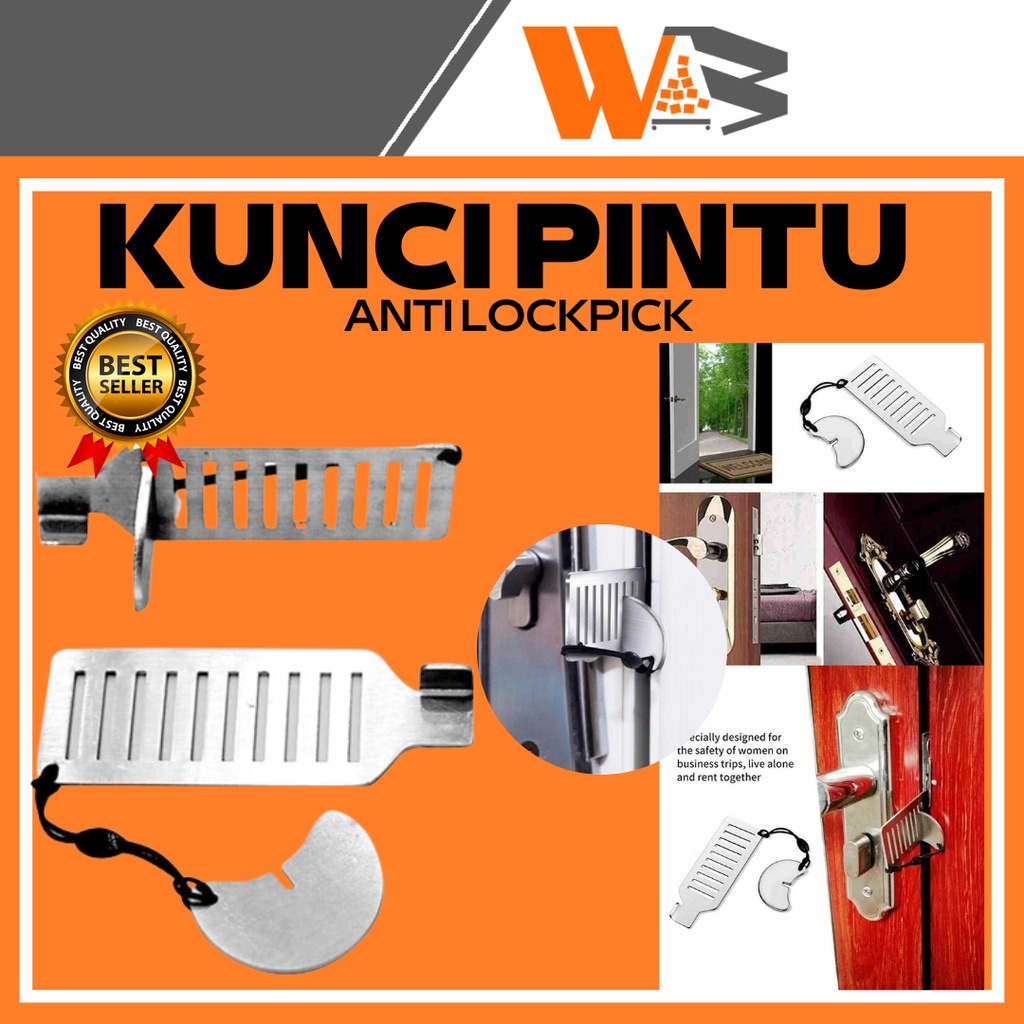 Jual COD Kunci Pintu Portable Anti Lockpick Door Lock / Kunci tambahan ...