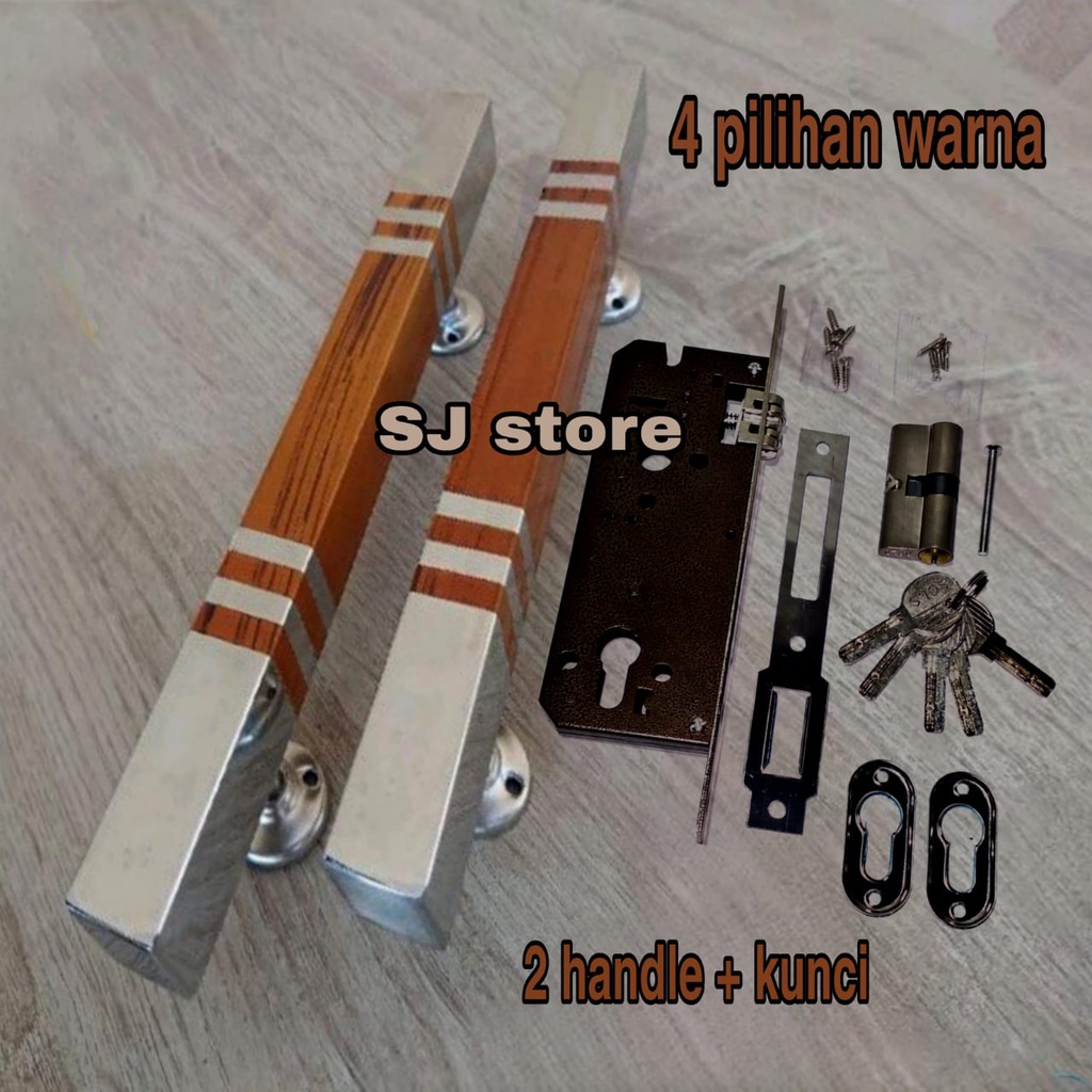 Jual 1 satu set handle pintu panjang 33cm kunci pintu rumah minimalis ...