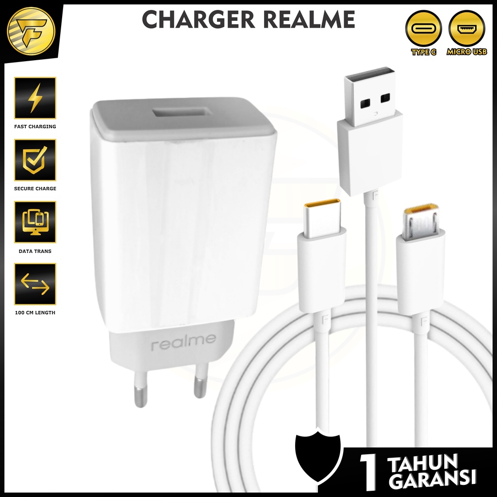 Jual Realme Charger Fast Charging Type C Micro USB casan HP universal ...