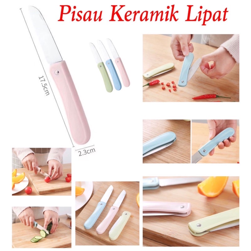 Jual Pisau Keramik Lipat Buah Sayur Pisau Mini Portable | Shopee Indonesia