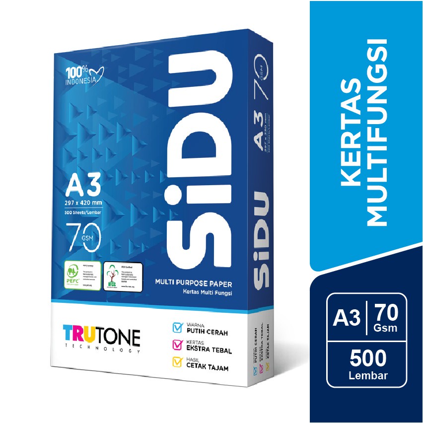 Jual SiDU Kertas Fotocopy 70 GSM A3 - SDU PC 70 A3G | Shopee Indonesia