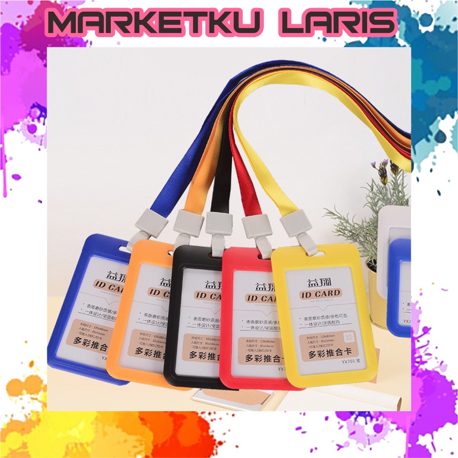 Jual MKL - Name Tag Id Card Transparant Gantungan Kartu Nama Plastik Vertical Lanyard Potrait ...