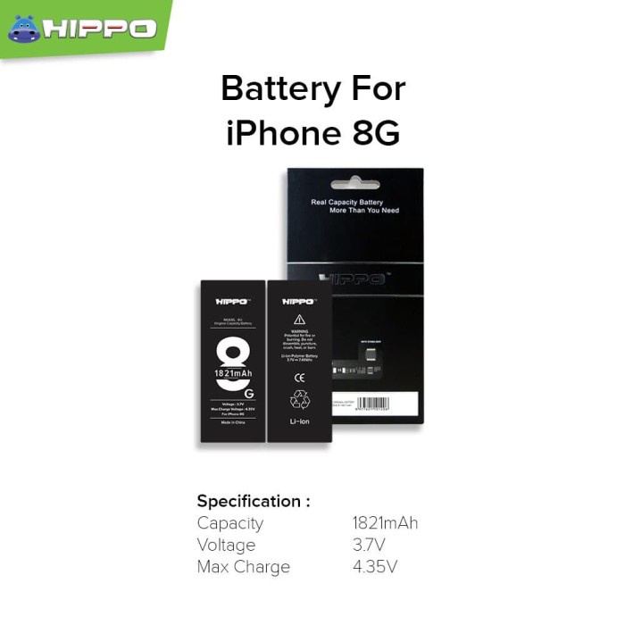Jual Baterai Hippo Iphone 8 1821 mAh Original Cell Garansi Resmi | Shopee Indonesia