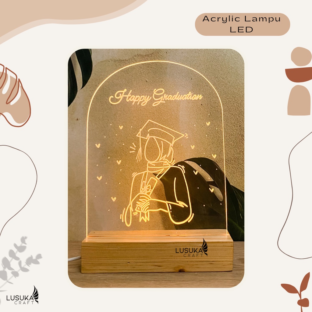 Jual [COD] [NO CUSTOM] Gift Akrilik Lampu LED Sketsa foto handwriting ...