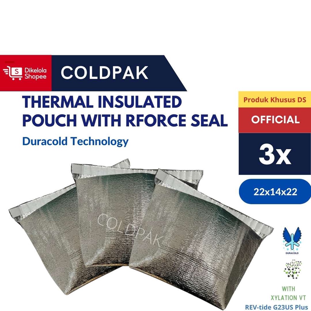 Jual COLDPAK Thermal Insulated Pouch 22x14x22 Dengan Seal isi 3 pcs ...