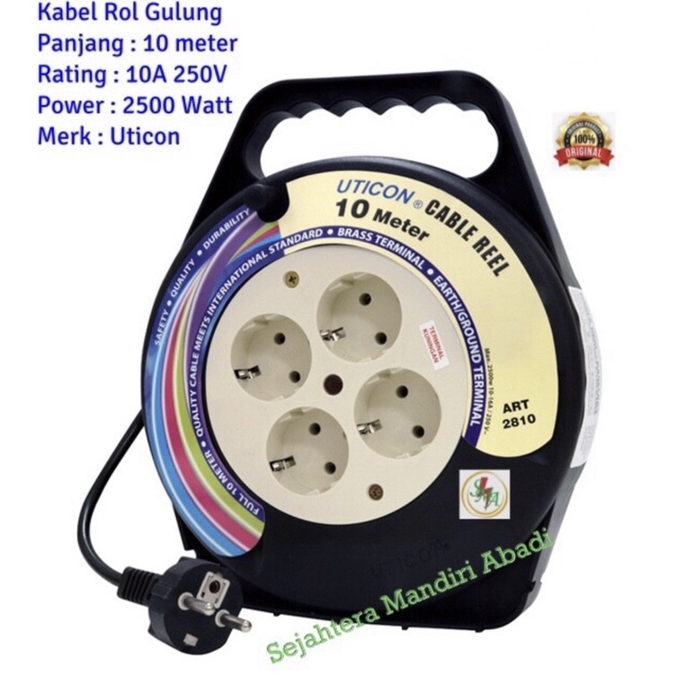 Jual Kabel Rol Kabel Roll 10 Meter Uticon Cable Reel Kabel Gulung ...