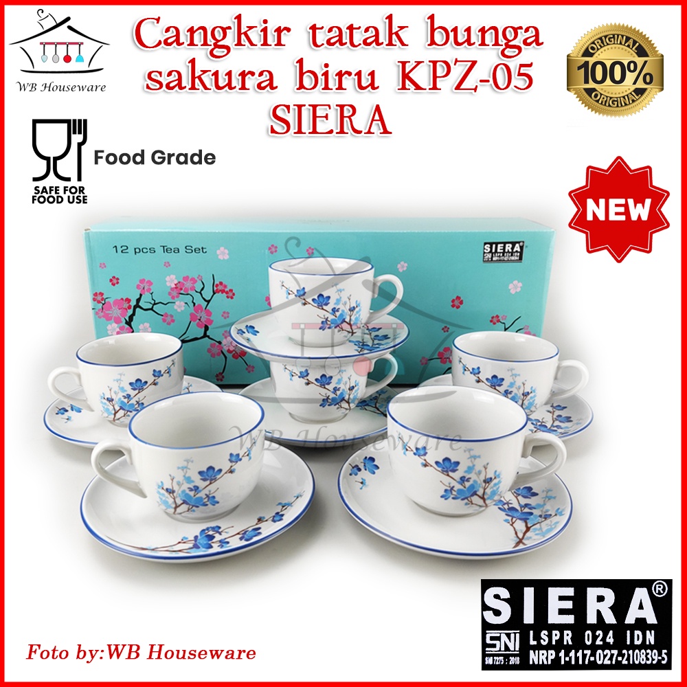 Jual Cangkir set 6 pasang motif sakura biru 220ml / tea set coffee set ...