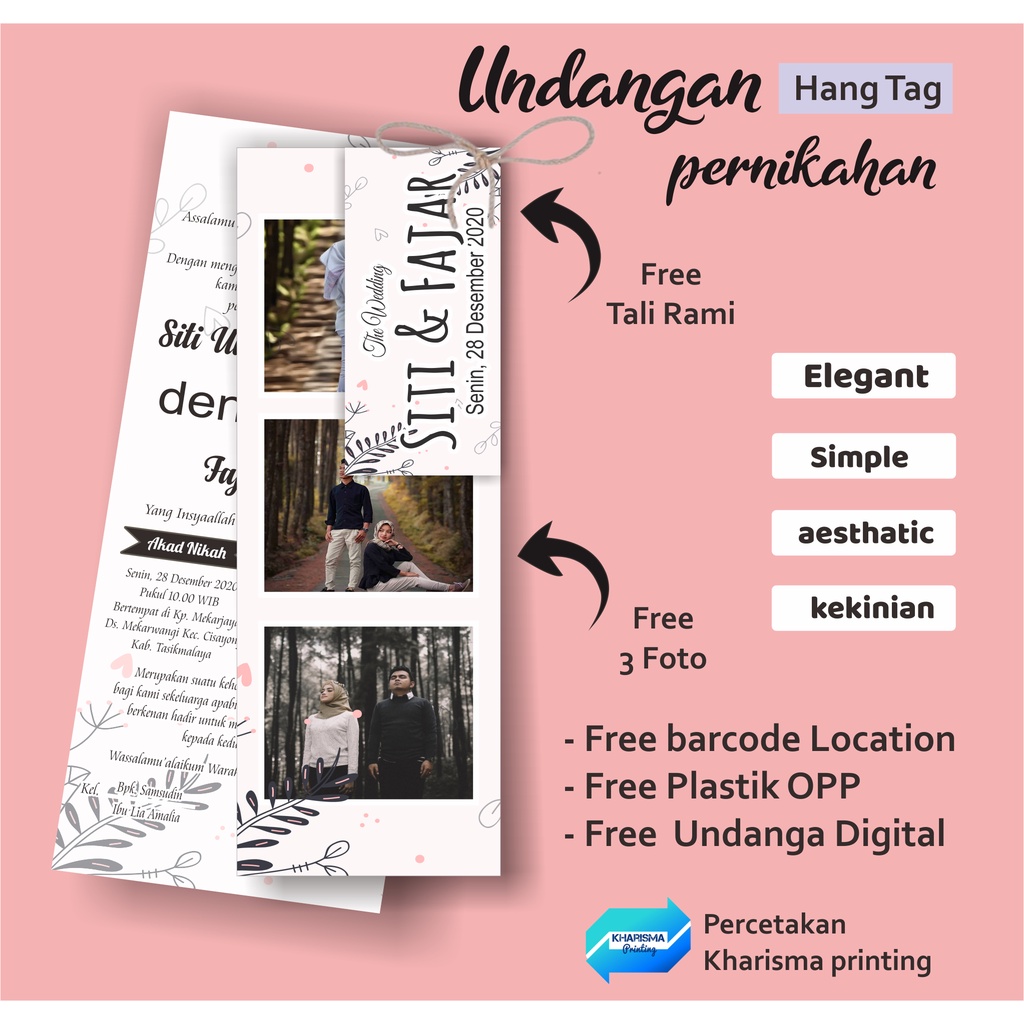 Jual Undangan Pernikahan Hang Tag Unik Elegan Simpel Murah | Shopee ...