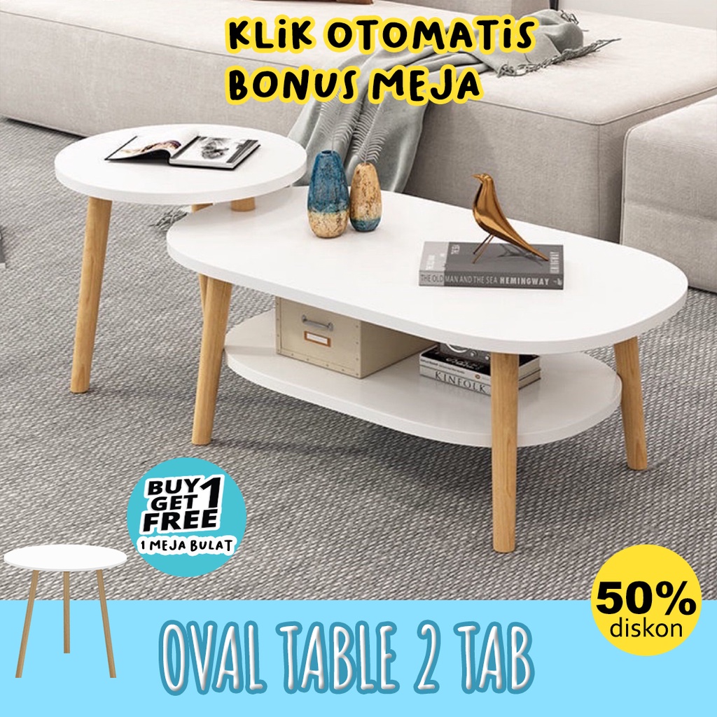 Jual MEJA TAMU OVAL MINIMALIS 2 TAB | Shopee Indonesia