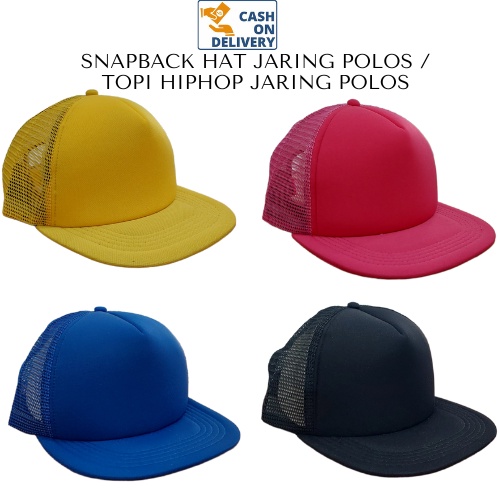 Jual Topi Jaring Hiphop Polos / Snapback Hat Jaring Polos Trucker Hat ...
