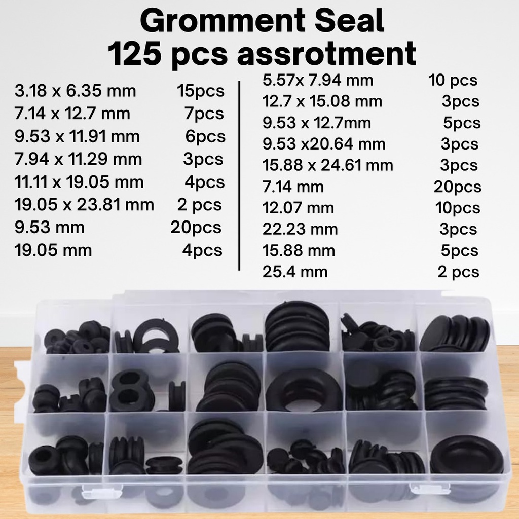 Jual Grommet Seal Selang karet grommet assortment set 125pcs | Shopee ...