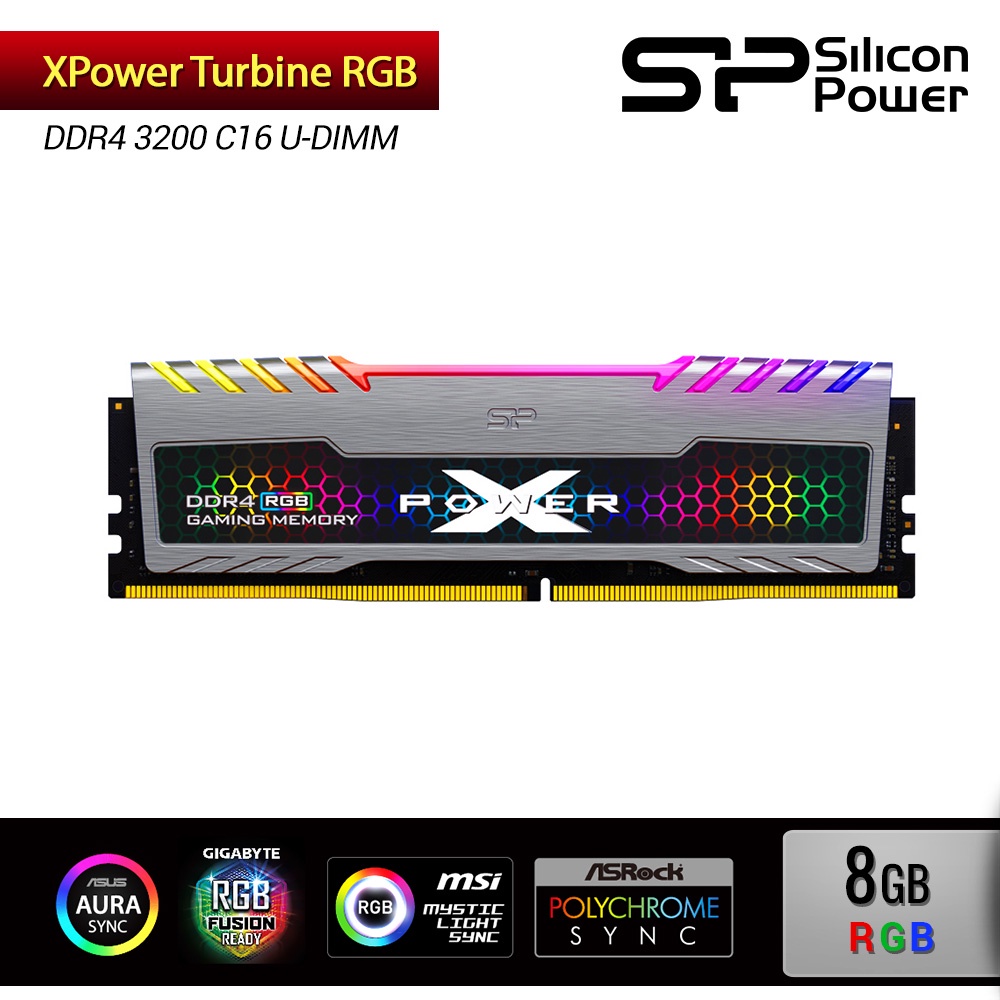 Jual Silicon Power DDR4 3200MHz C16 UDIMM - XPower Turbine RGB Gaming ...
