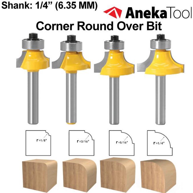 Jual Mata At Mata Profil Corner Round Over Bit 1/4 Inch Kayu | Shopee ...