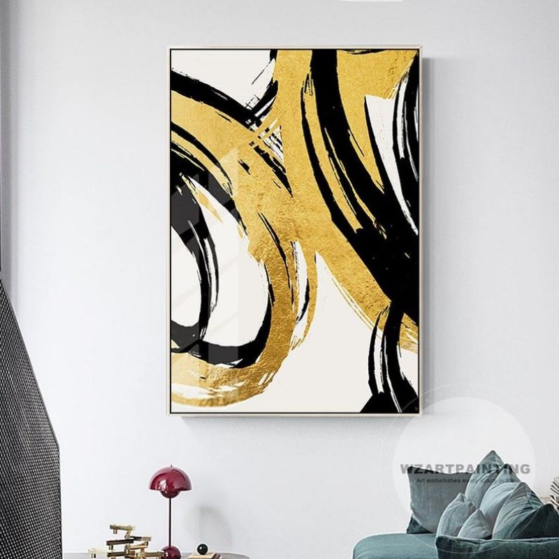 Jual lukisan abstrak texture golden mewah uk 70x120cm | Shopee Indonesia