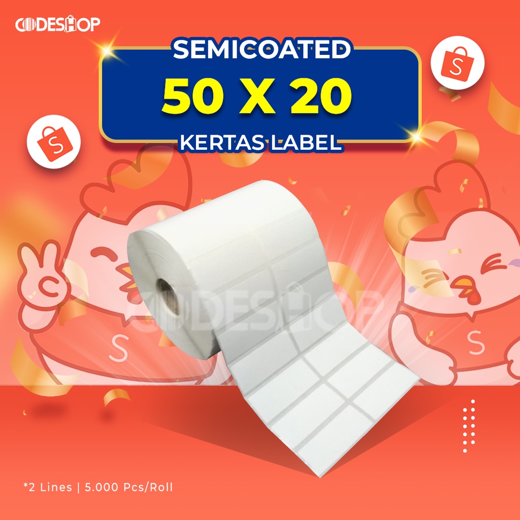 Jual KERTAS PRINTER LABEL 50 X 20 MM ISI 5000 PCS | STIKER MESIN CETAK ...