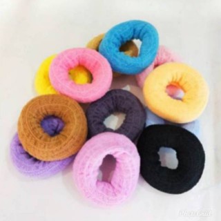 Jual ikat rambut donat handuk isi 12 pcs ukuran besar multiwarn ...