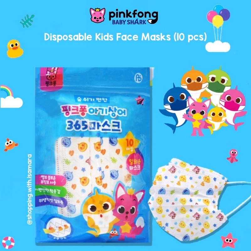Jual Pinkfong Baby Shark Disposal Kids Face Masks (10pcs) / Masker Anak ...