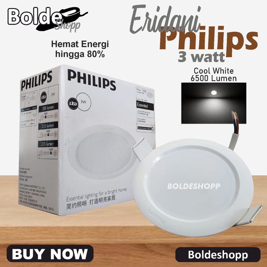 Jual Lampu Downlight LED Philips Eridani 3watt 3w Putih Kuning Bulat ...