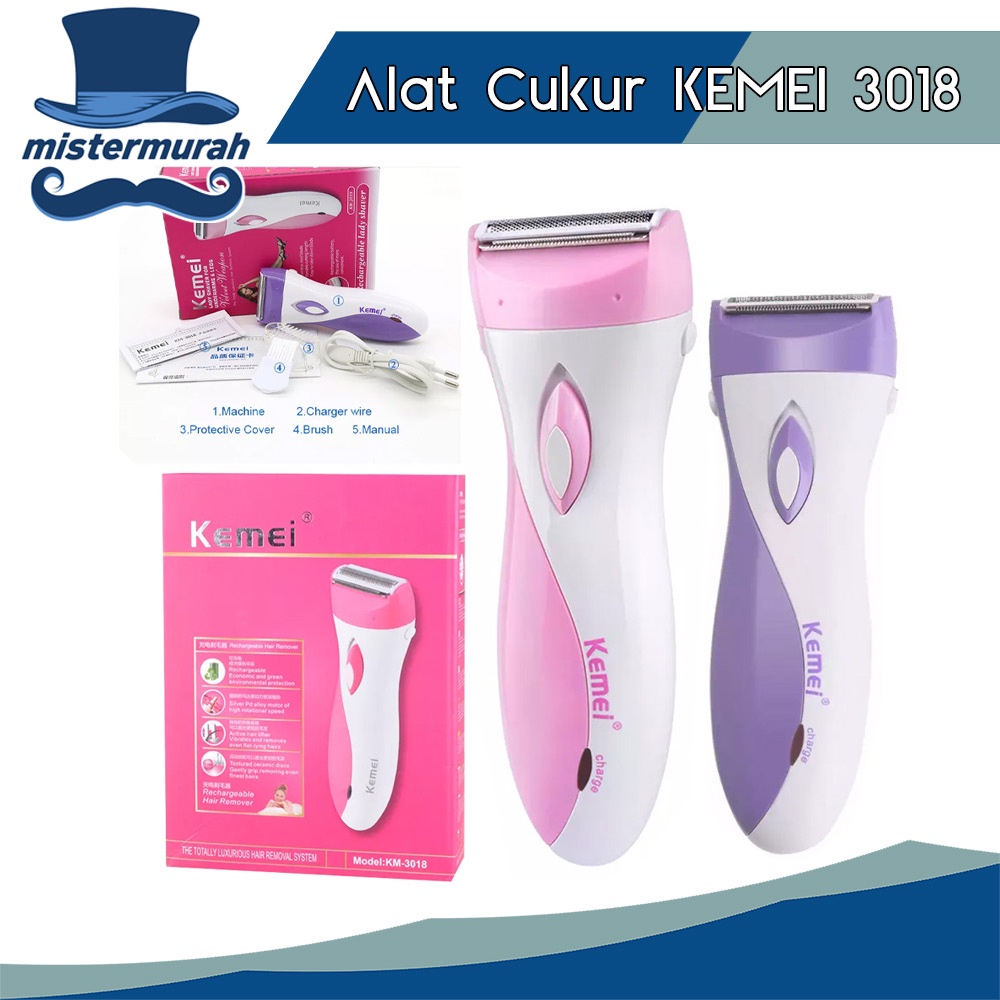 Jual Kemei KM 3018 Alat Cukur Bulu Kaki / Mesin Cukur Bulu Ketiak Wanita Elektrik / Lady Shaver ...