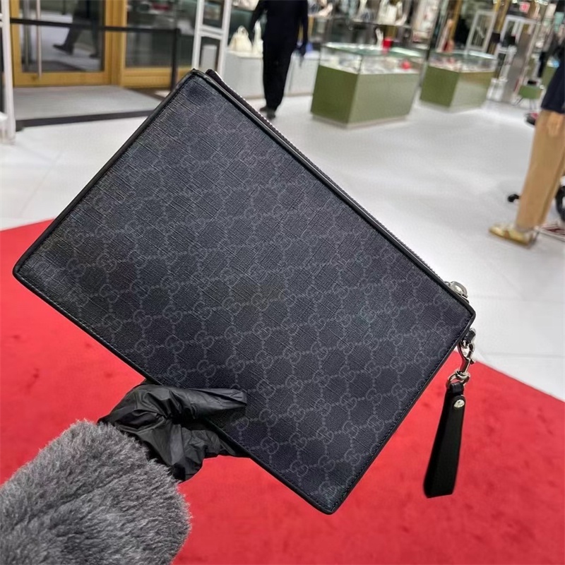 Jual Gucci black embroidered UFO tiger bag zipper clutch 496346 | Shopee Indonesia