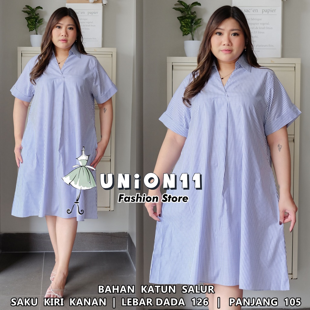 Jual UNION11 - DRESS JUMBO WANITA LD 126 / BAJU JUMBO WANITA / BAJU KERJA WANITA BIGSIZE / DRESS ...