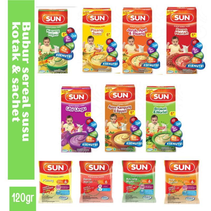 Jual SUN BUBUR BAYI 120 GRAM BUBUR SUSU SEREAL MAKANAN PENDAMPING ASI ...