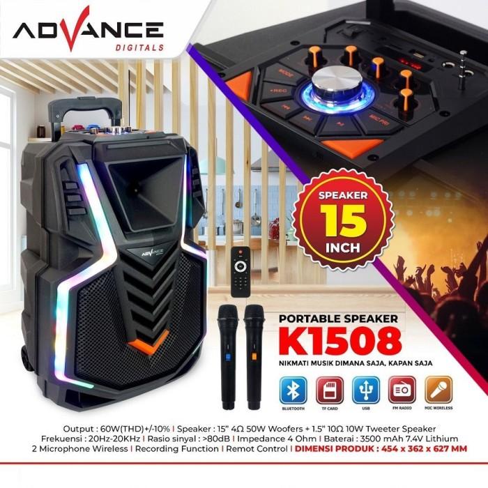 Jual Speaker Advance K1508 K-1508 Bluetooth 15 inch 2 Mic Wireless ...