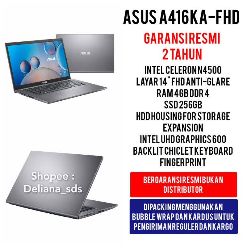 Jual Laptop Asus A416KA FHD Intel Celeron N4500 Garansi Resmi 2 Tahun ...