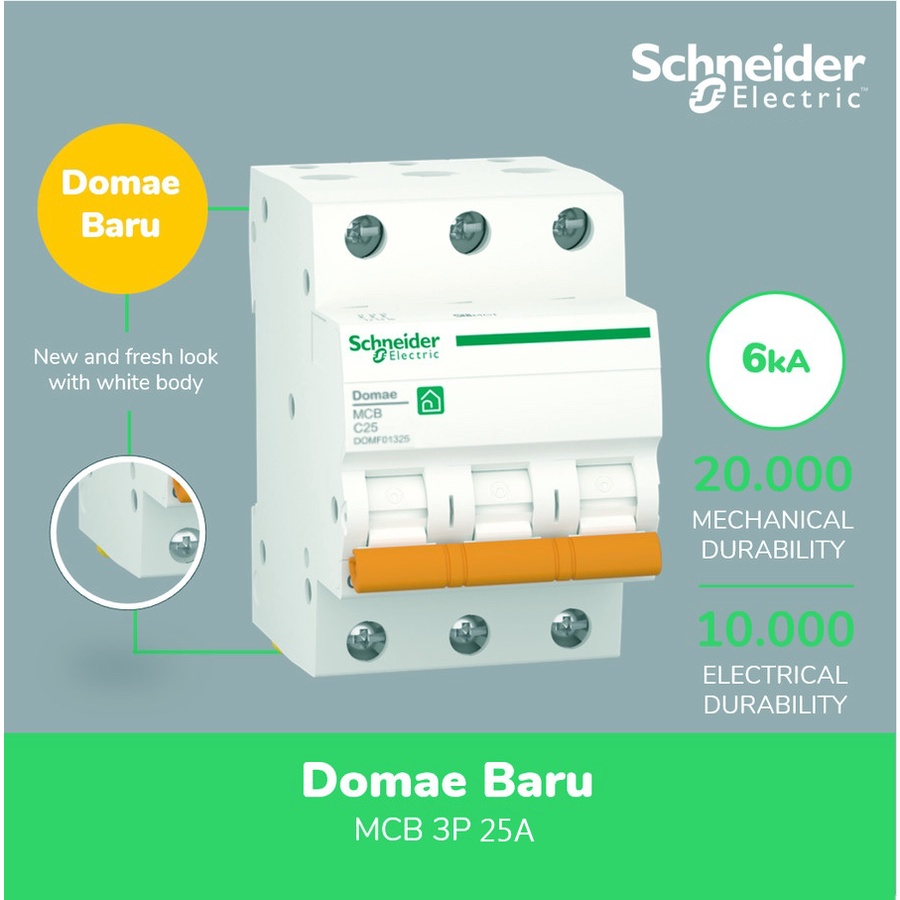 Jual Schneider DOMAE MCB 25A 3P 6KA - DOMF01325 | Shopee Indonesia