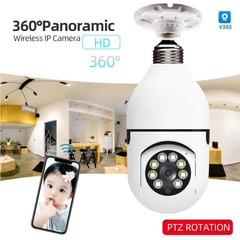 Jual CCTV E27 Wireless Smart Camera // CCTV Lampu 360' Wireless IP ...
