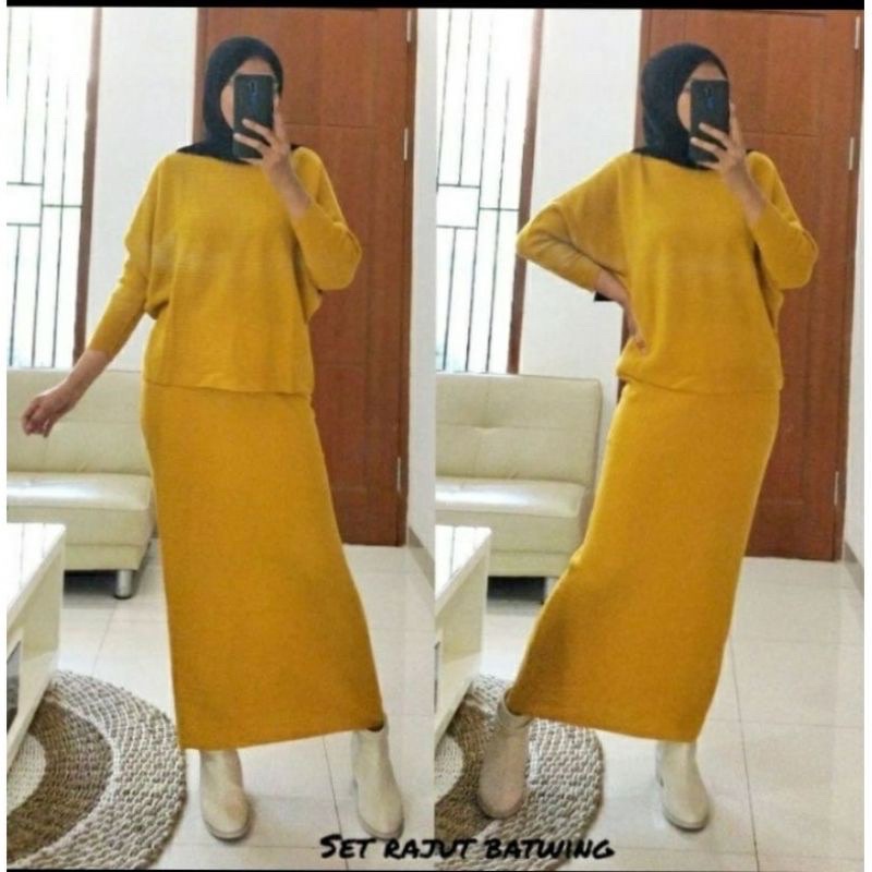 Jual Alena Knite | Rajutan One Set Batwing Skirt (Atasan & Bawahan ...