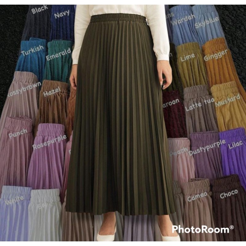 Jual Rok plisket premium lokal bahan hyget tebal | Shopee Indonesia