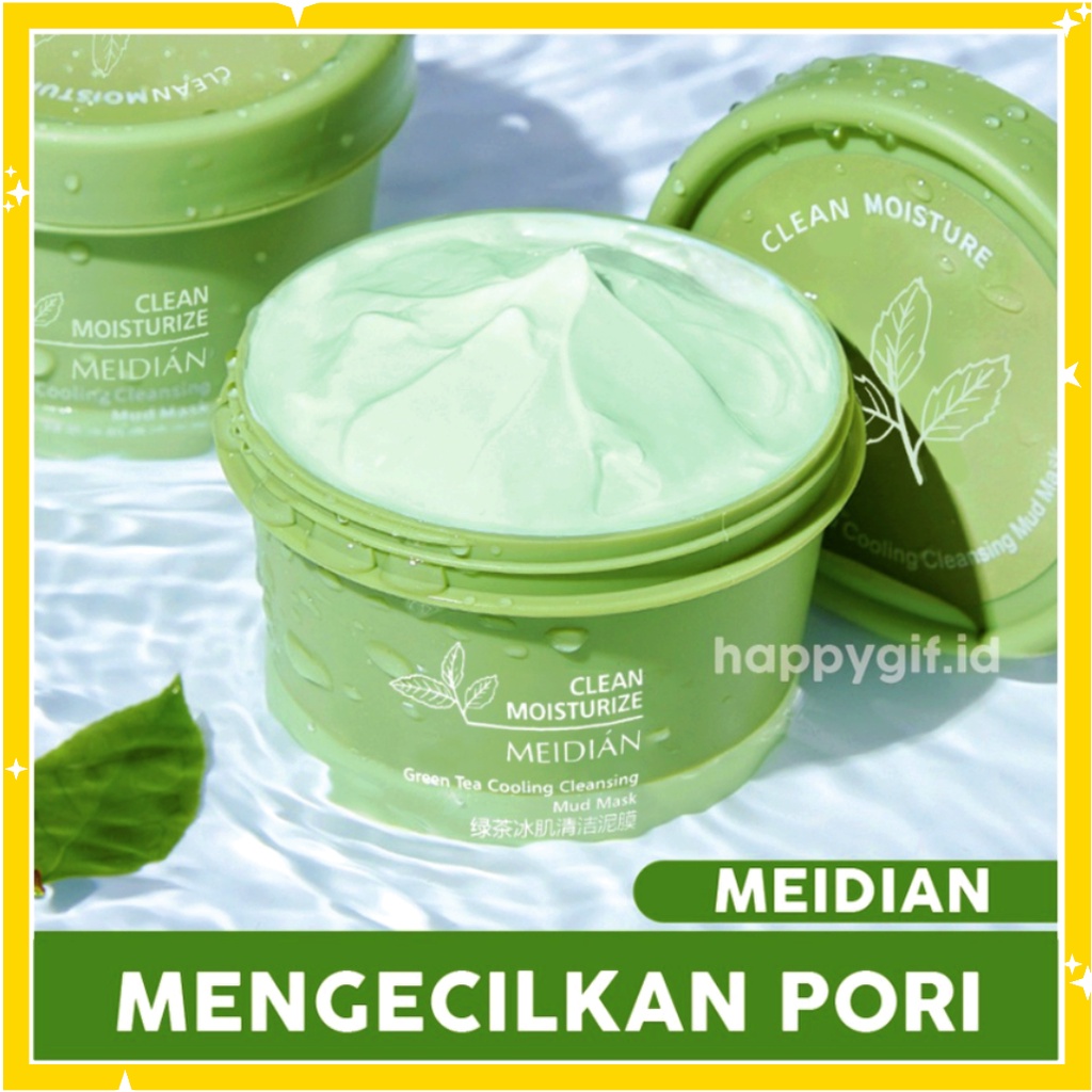 Jual MEIDIAN Green Tea Clay Mask Komedo Greentea Pore Clean Clay Mask ...