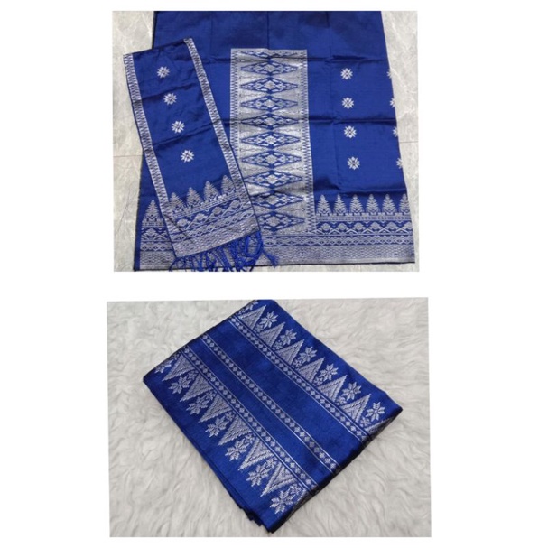 Jual Songket Silungkang couple set warna biru elektrik silver (songket Selendang+ baju songket ...